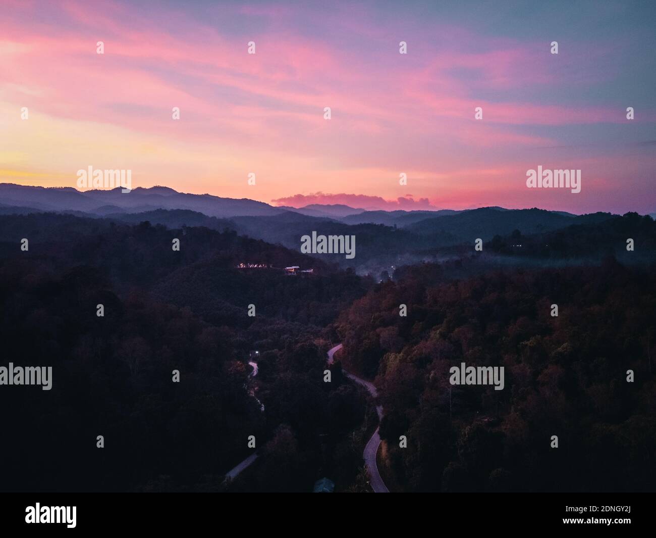 On the hill,Mountain forest view in the evening Stock Photo - Alamy