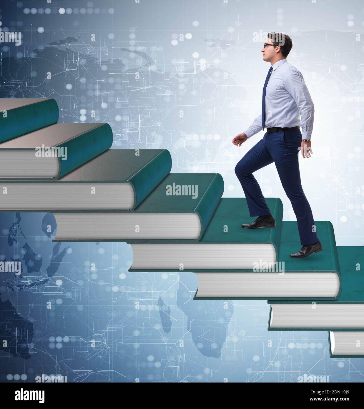 The businessman student climbing the ladder of education books Stock ...