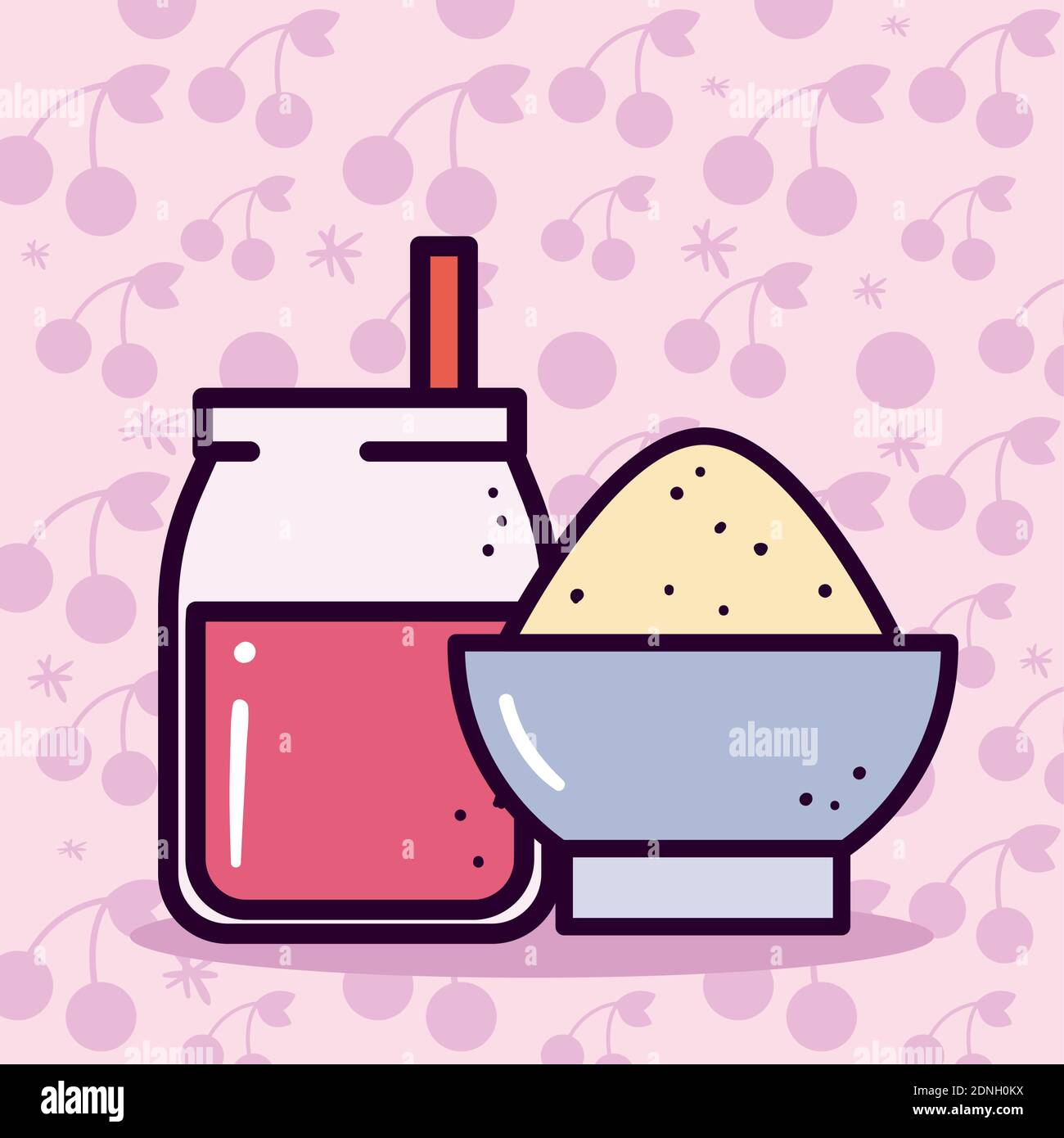 soda and rice bowl design of food eat restaurant and menu theme Vector ...