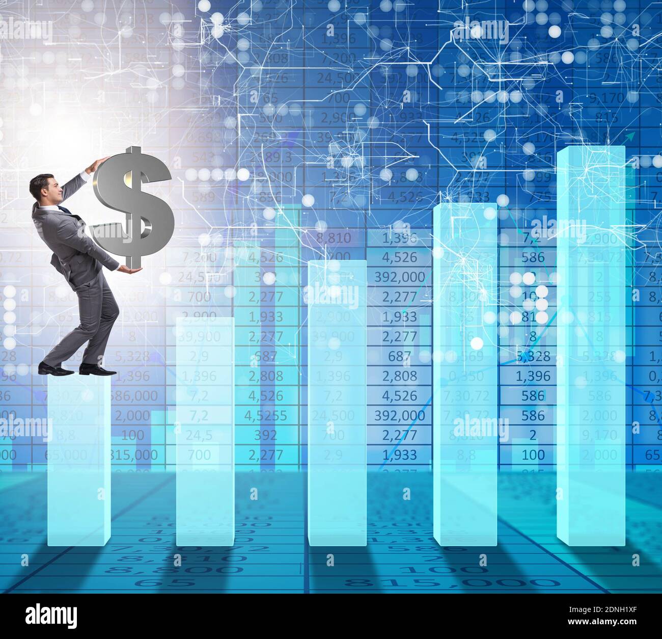 The businessman carrying dollar sign in economic growth concept Stock ...