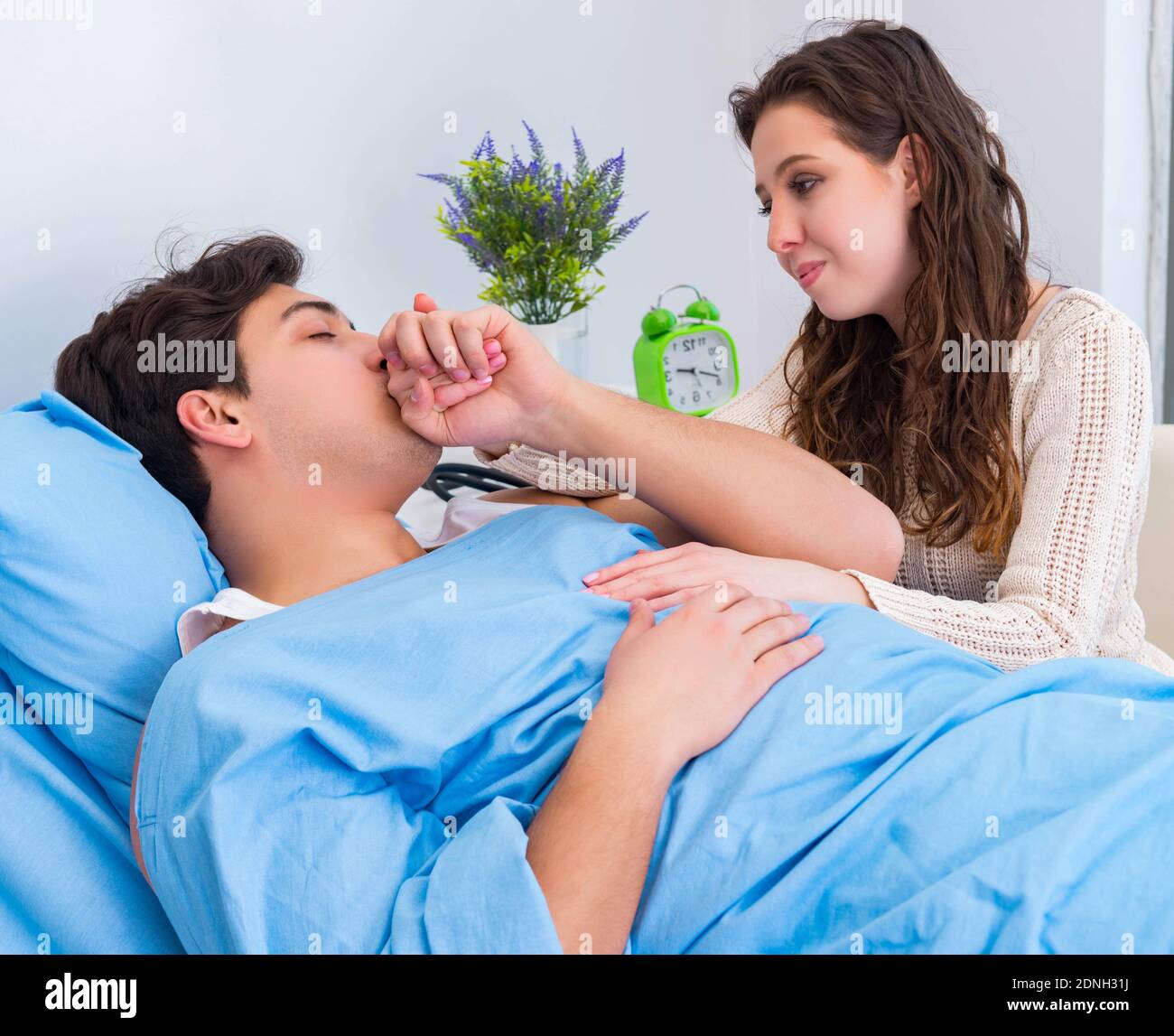 Sick husband wife visitor in hi-res stock photography and images - Alamy