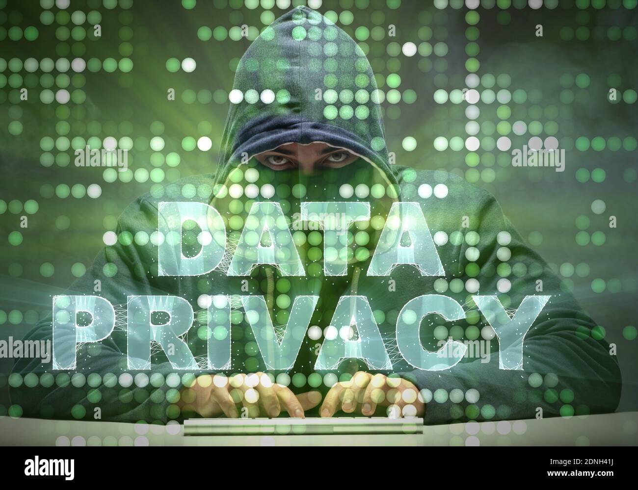 The data privacy concept with hacker stealing personal information ...