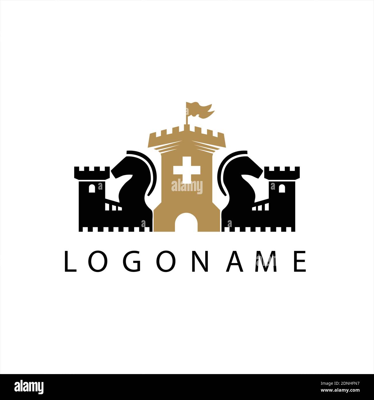 Black and gold simple vector logo with castle Stock Vector Image & Art ...