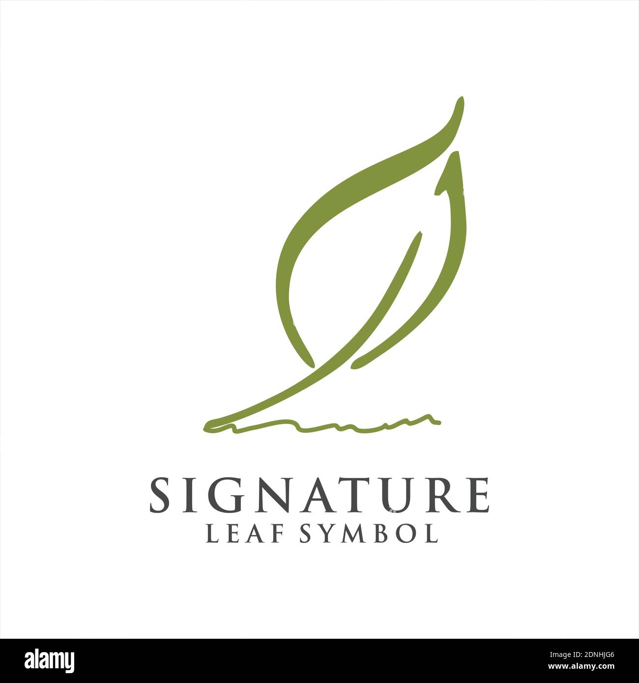 symbol icon green leaf signature illustration logo design template ...