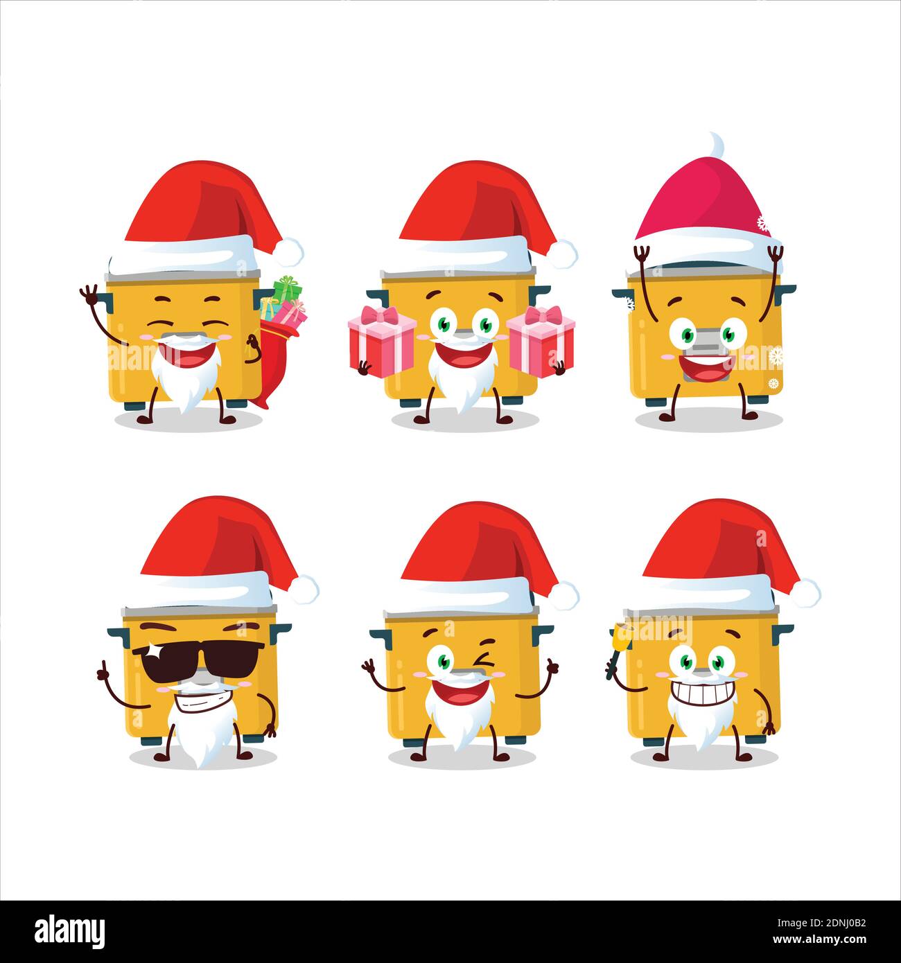 Santa Claus emoticons with rice cooker cartoon character. Vector ...