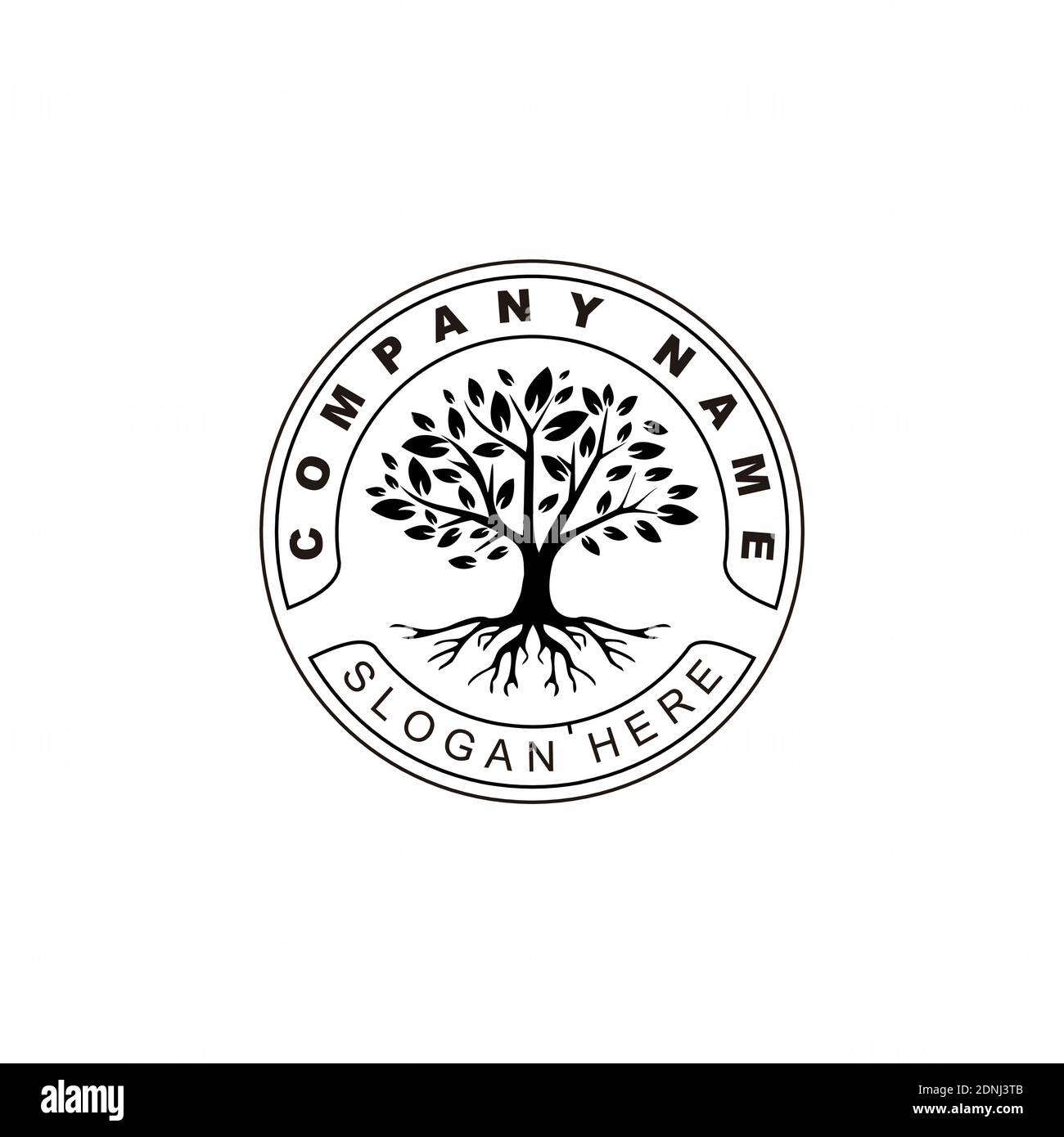 Tree of Life Stamp Seal Emblem Oak Banyan Maple logo design Stock ...