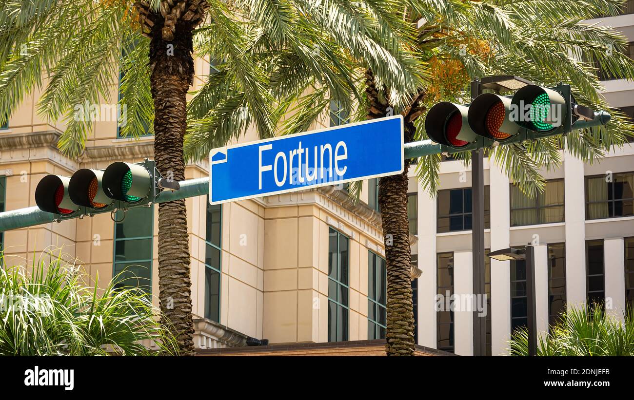 Street Sign the Direction Way to Fortune Stock Photo - Alamy