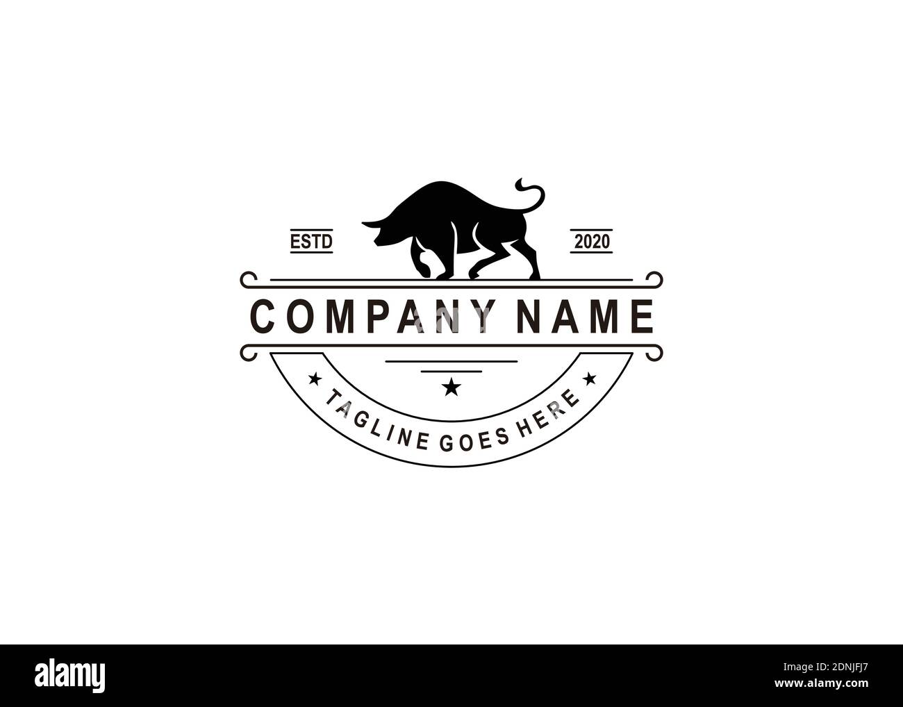 Retro Vintage Cattle / Beef Emblem Label logo design and bull symbol ...