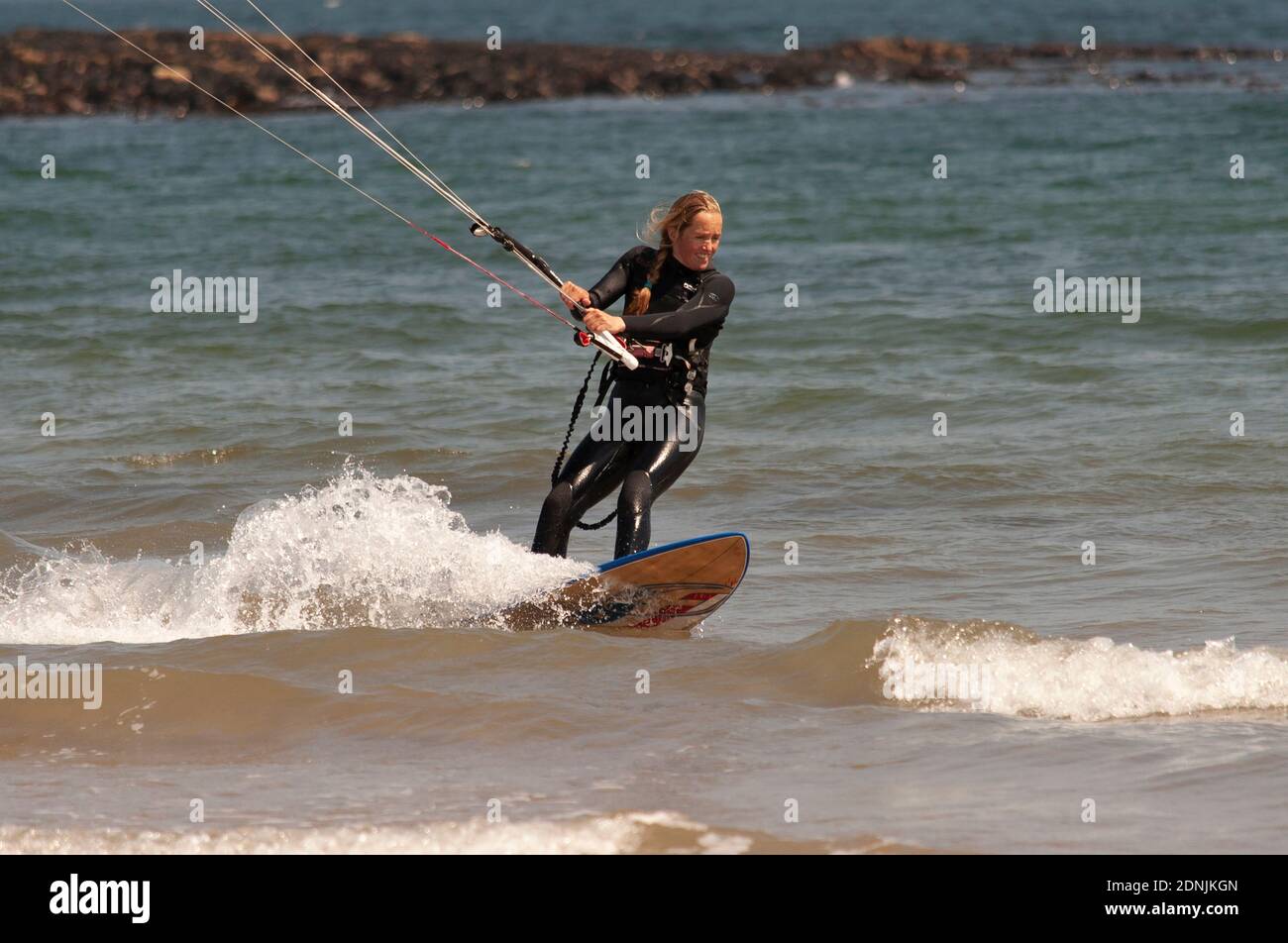 Kitesurfer, Beadnell Bay, Northumberland Stock Photo - Alamy