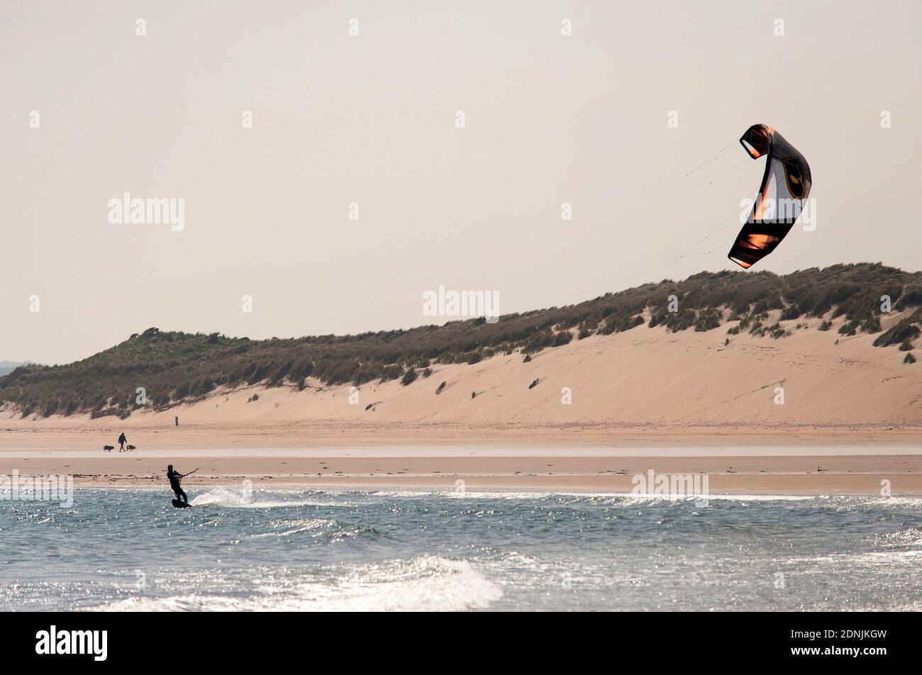 Kitesurfer, Beadnell Bay, Northumberland Stock Photo - Alamy