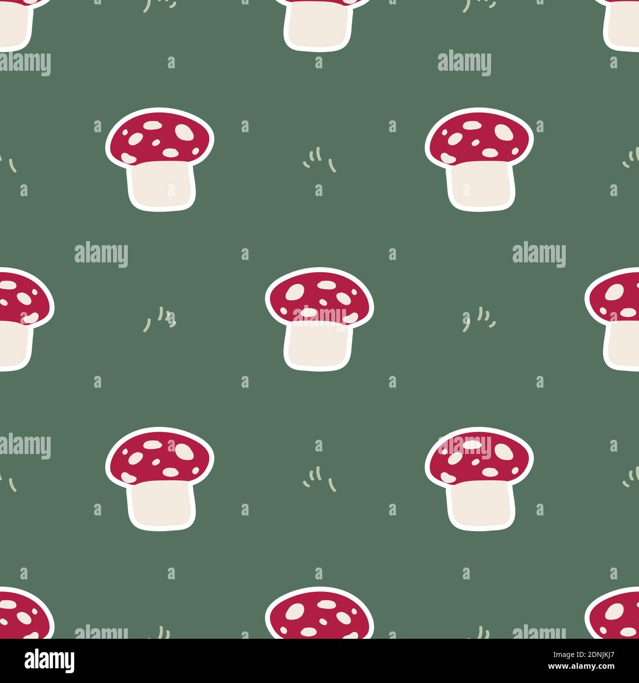 Cute gender neutral toadstool vector pattern. Fungi fly agaric home ...