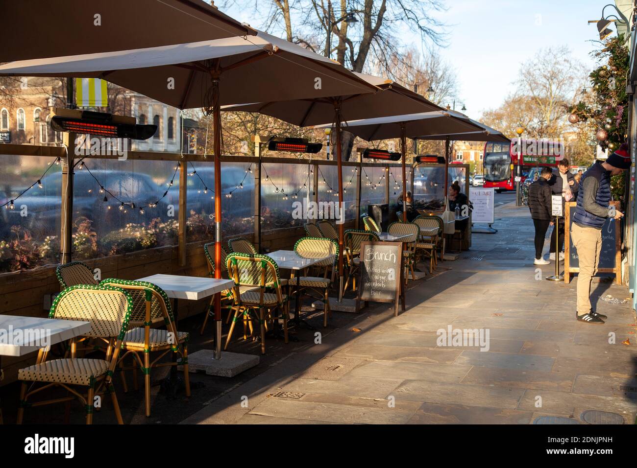 Minnow Cafe Tables on Pavement in Clapham Common, London UK Stock Photo ...