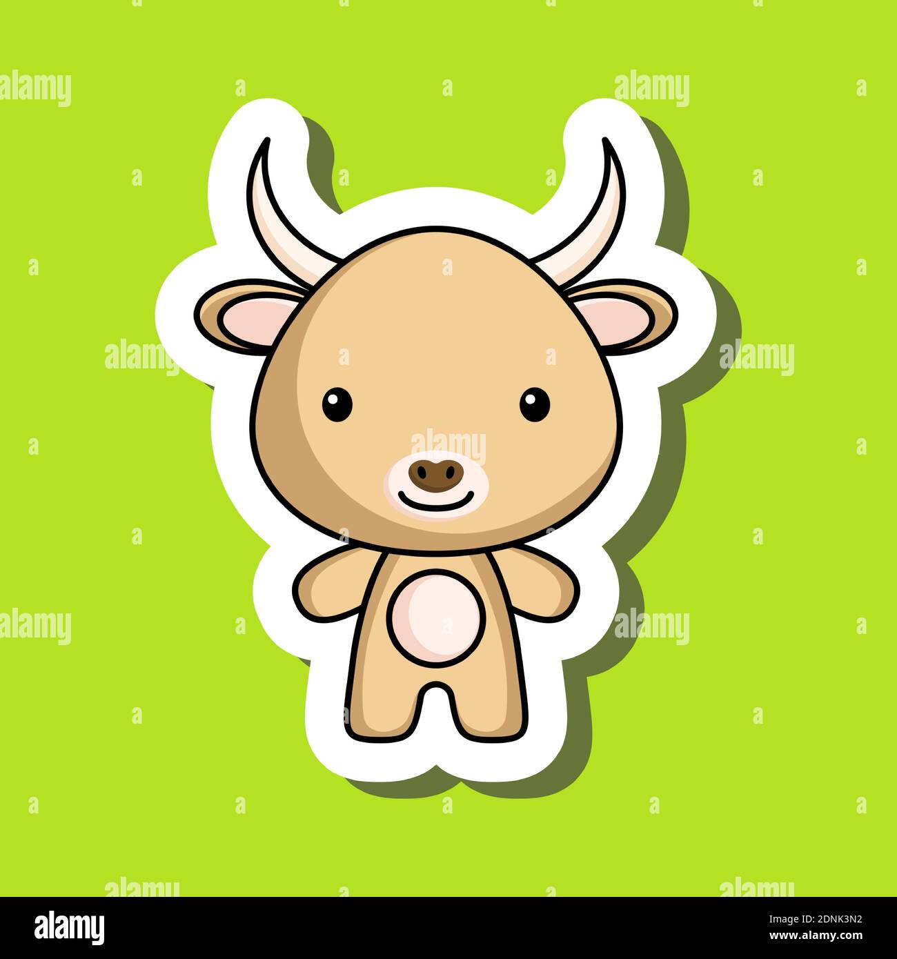 Cute cartoon sticker little yak. Mascot animal character design for for ...