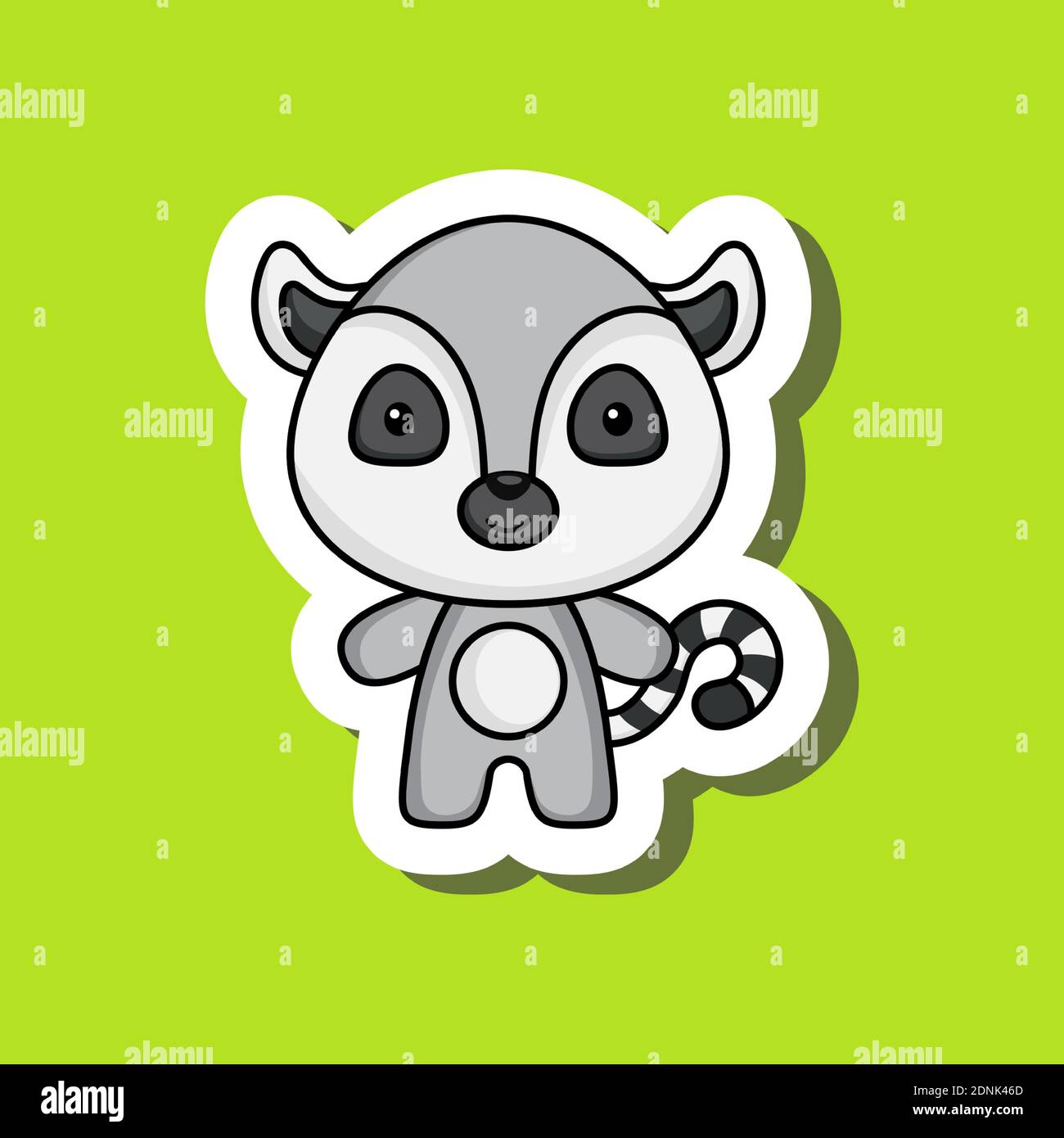 Cute cartoon sticker little lemur. Mascot animal character design for ...