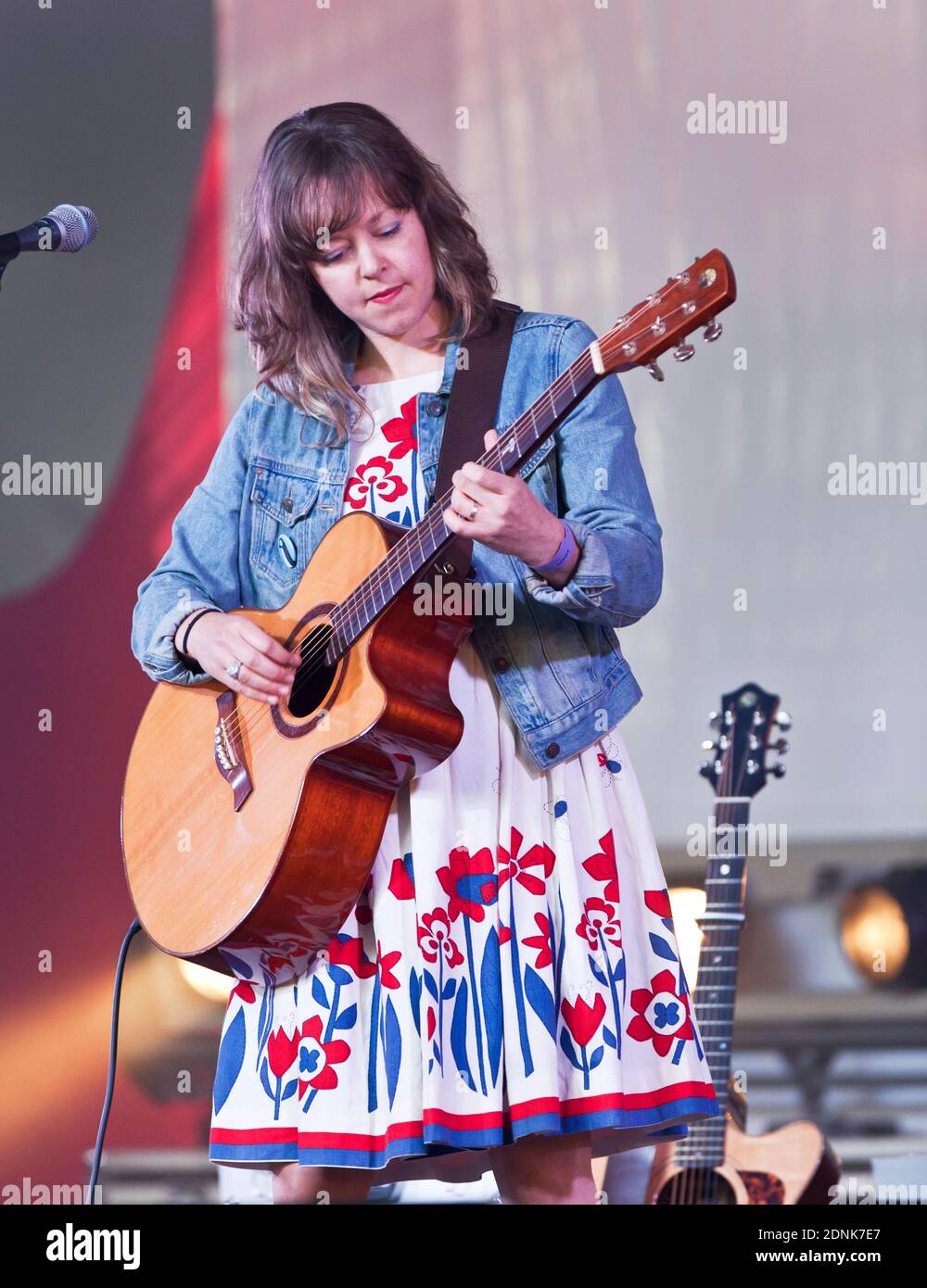 Australian singer/songwriter Emily Barker performing at the Larmer Tree ...