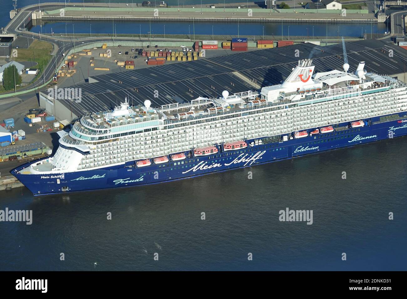 BREMERHAVEN, GERMANY - Aug 31, 2020: Aerial view of a beautiful white ...