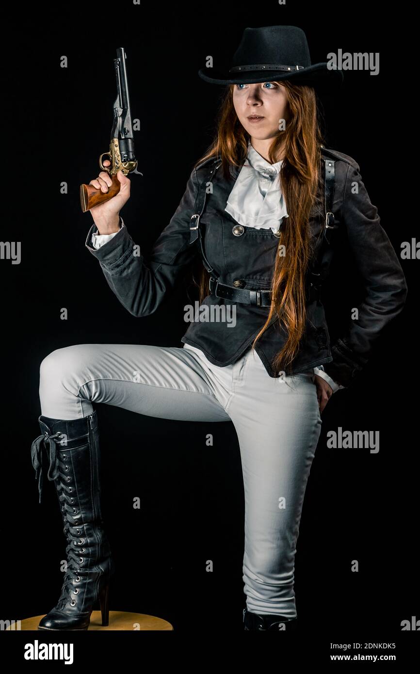 Cowgirl With Gun High Resolution Stock Photography and Images - Alamy