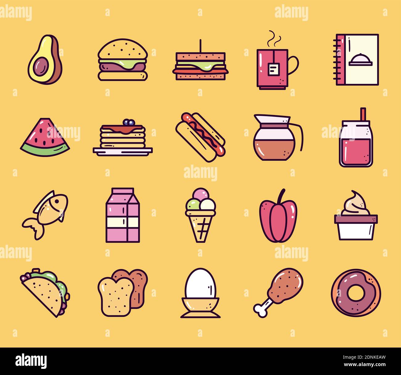 food symbol set design of eat restaurant and menu theme Vector ...