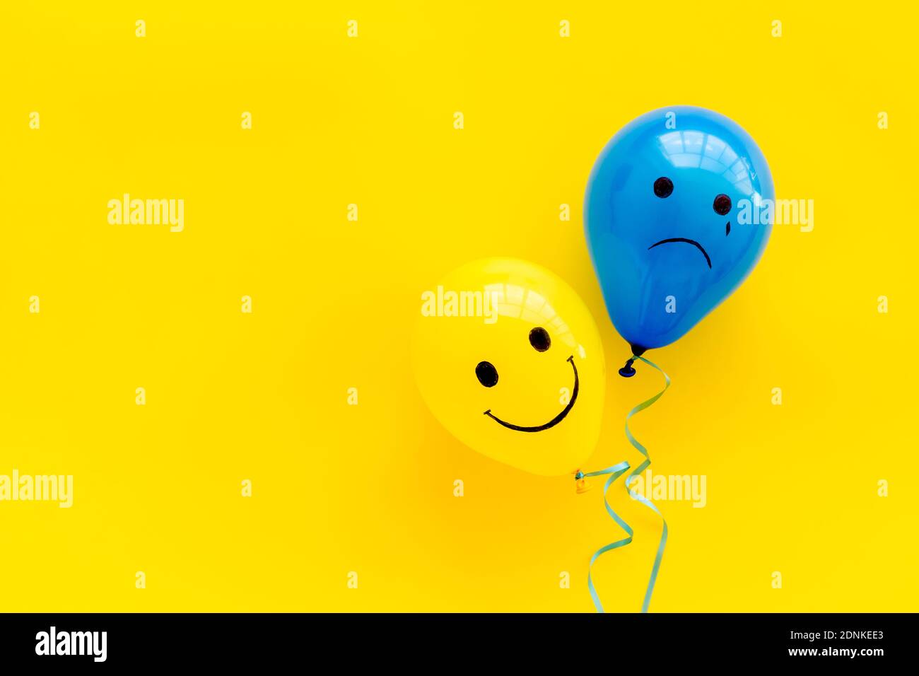 Positive and negative emotions background. Sad and happy faces on ...