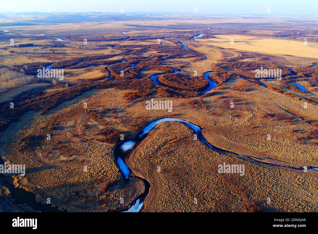 Aerial early spring hailaer river Stock Photo - Alamy