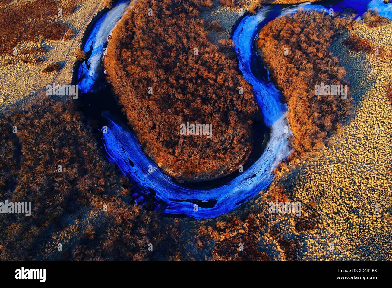 Aerial early spring hailaer river Stock Photo - Alamy