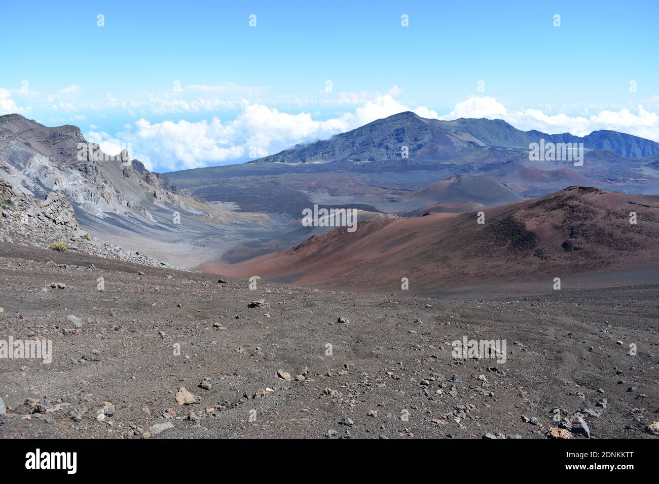 A scenic landscape of Haleakala shield volcano on Hawaiian Island of ...