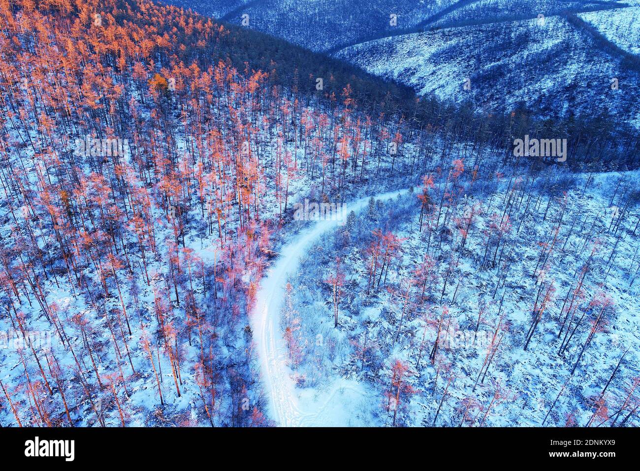 Aerial beautiful snow mountain Stock Photo - Alamy