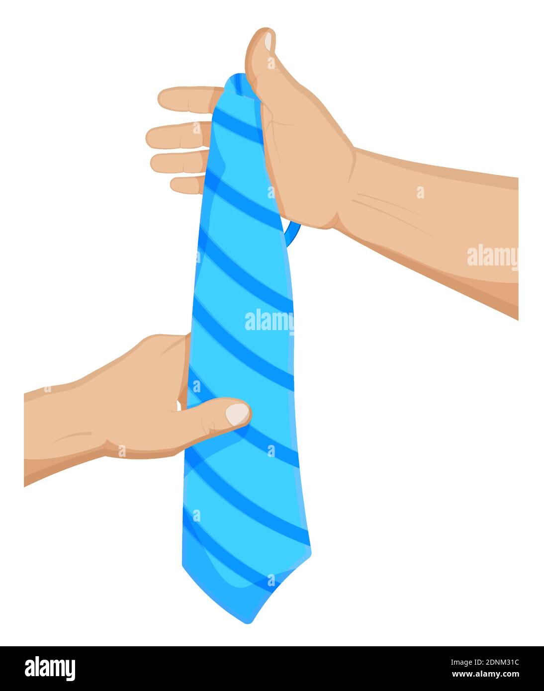 man is holding striped tie in his hands, trying on a suit. Business ...