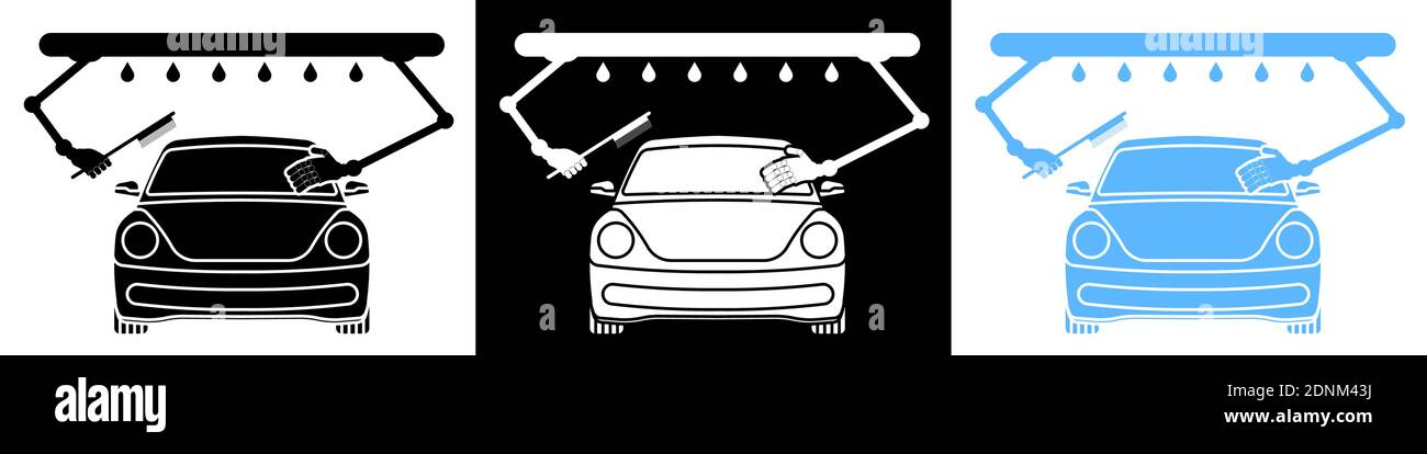 vehicle in smart automatic car wash robot hands wash the car ...