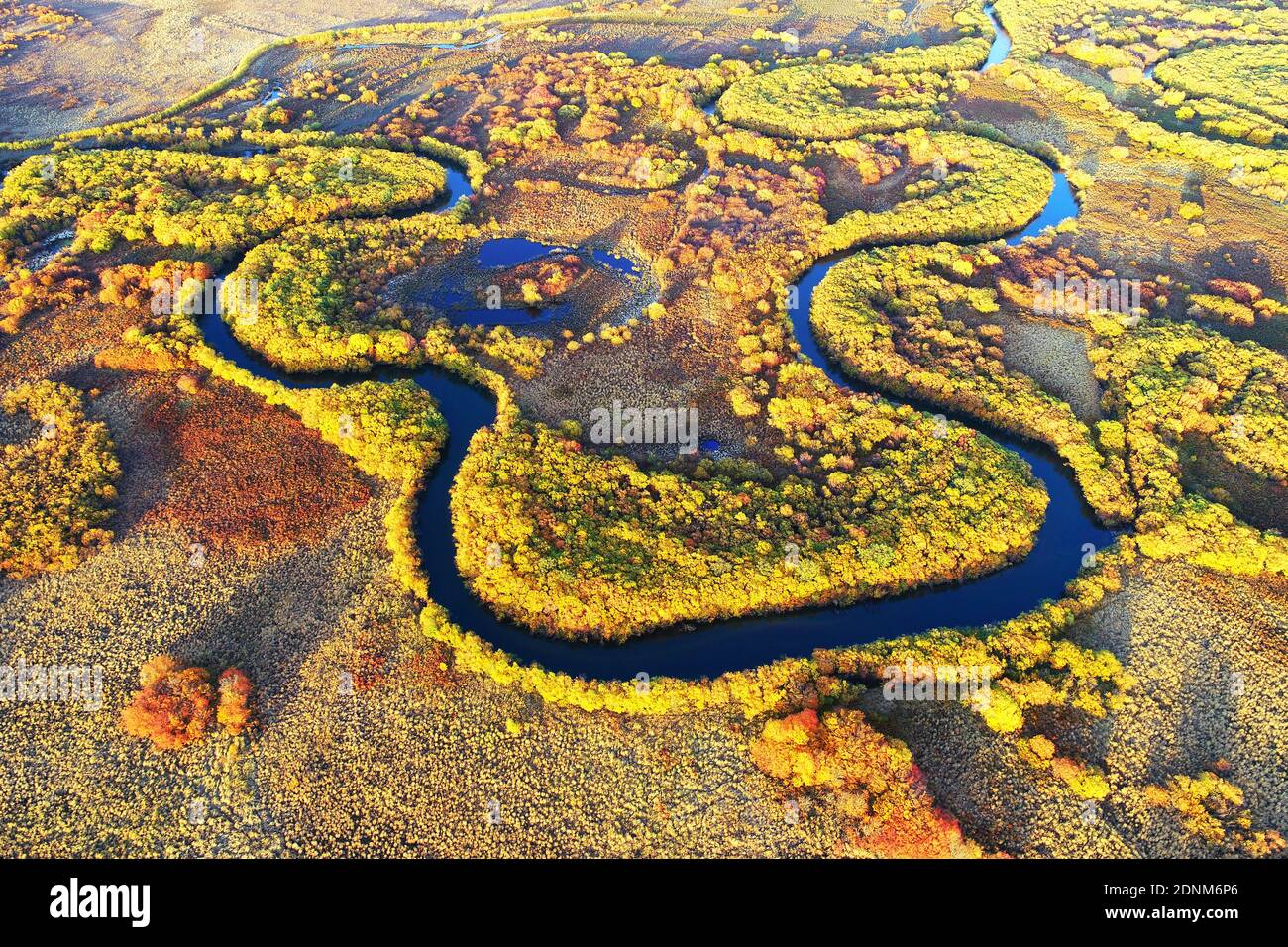 Aerial hulun buir, autumn river Stock Photo - Alamy