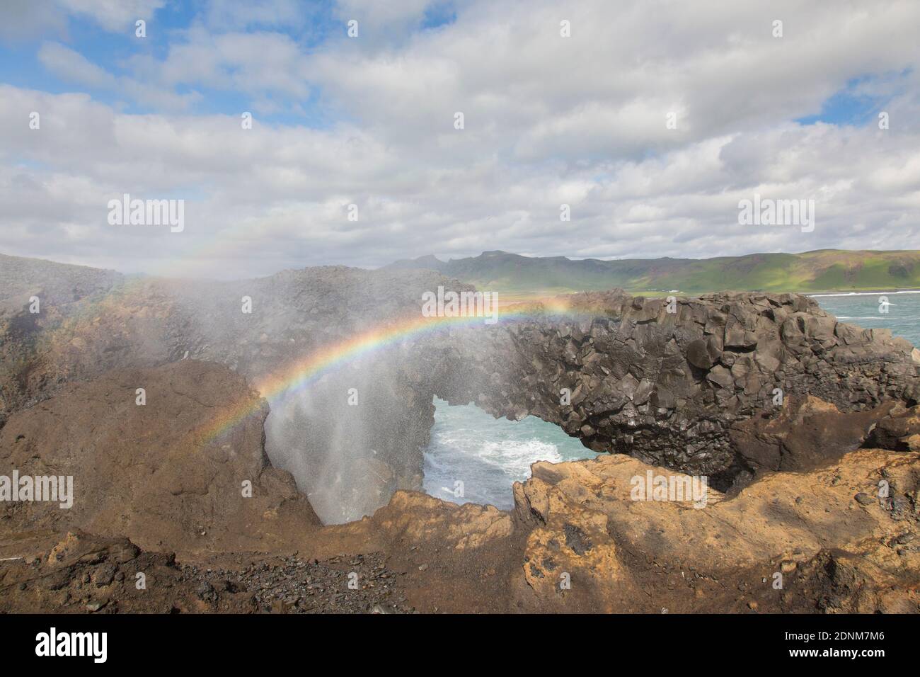 Gigantic black basalt arch at Cape Dyrholaey, Iceland Stock Photo - Alamy