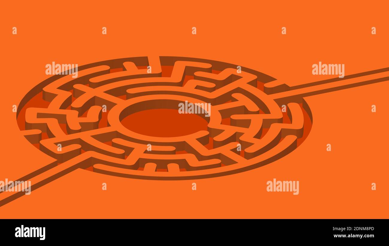 Abstract orange background with bright 3D maze for desktop screensaver ...