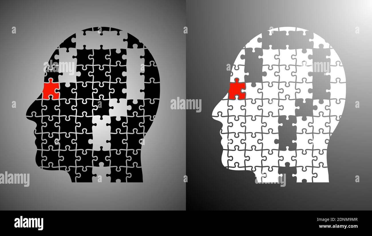 Brainstorming concept. Solving complex problems. Man made of puzzle ...