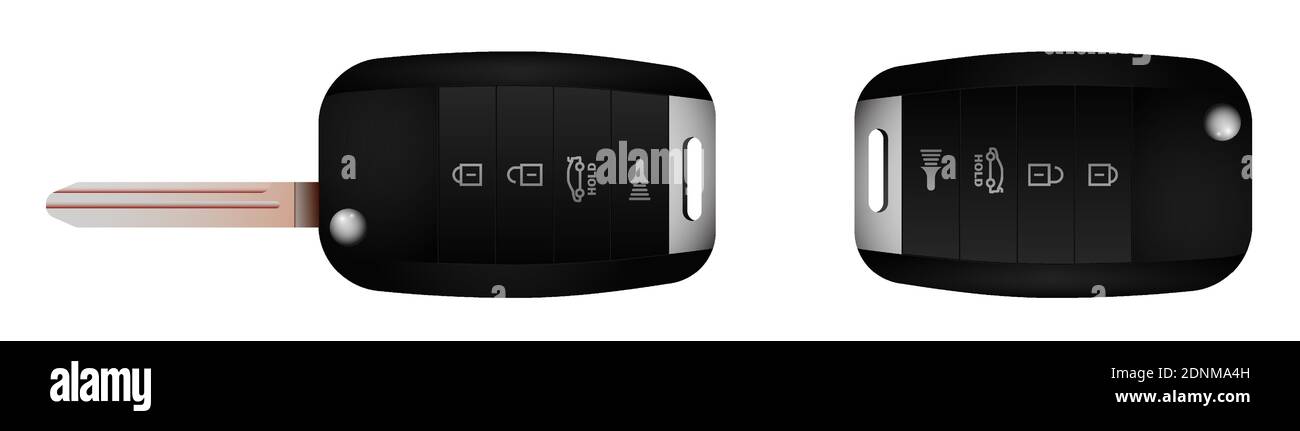 Folding car key with remote control. Car alarm, key fob. Realistic ...