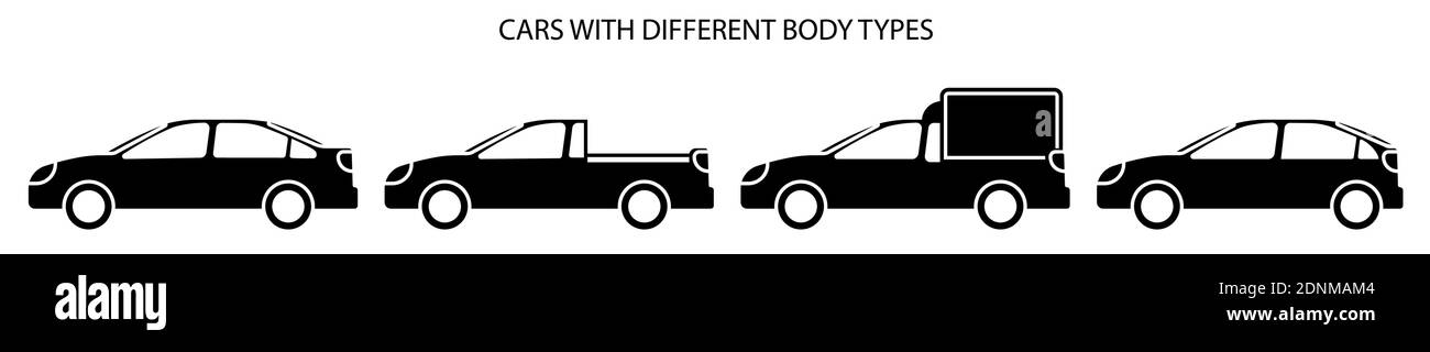 Car icons with different body types. Differences between cars in shape ...