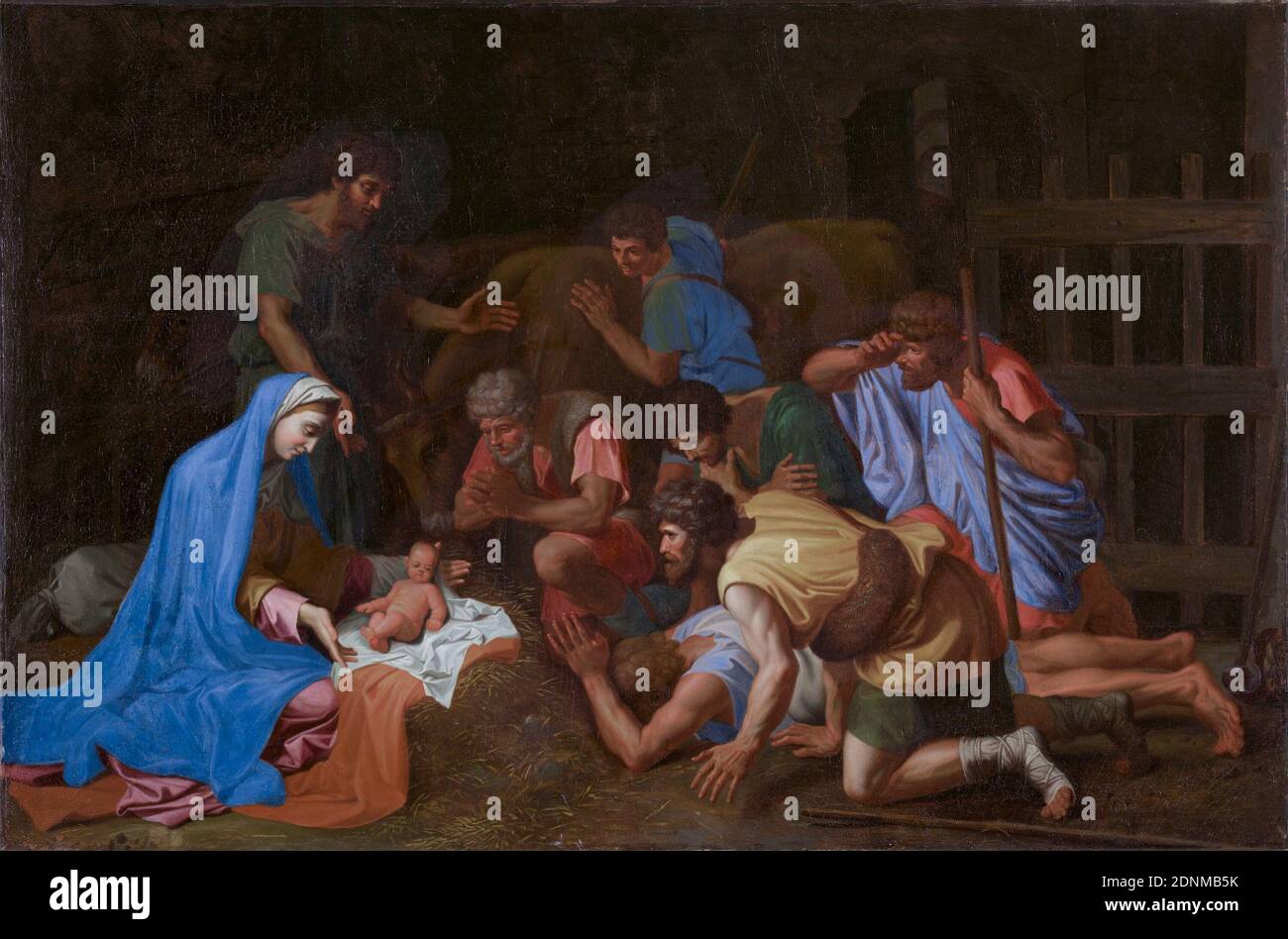 The Adoration of the Shepherds, painting by Nicolas Poussin, 1653 Stock ...