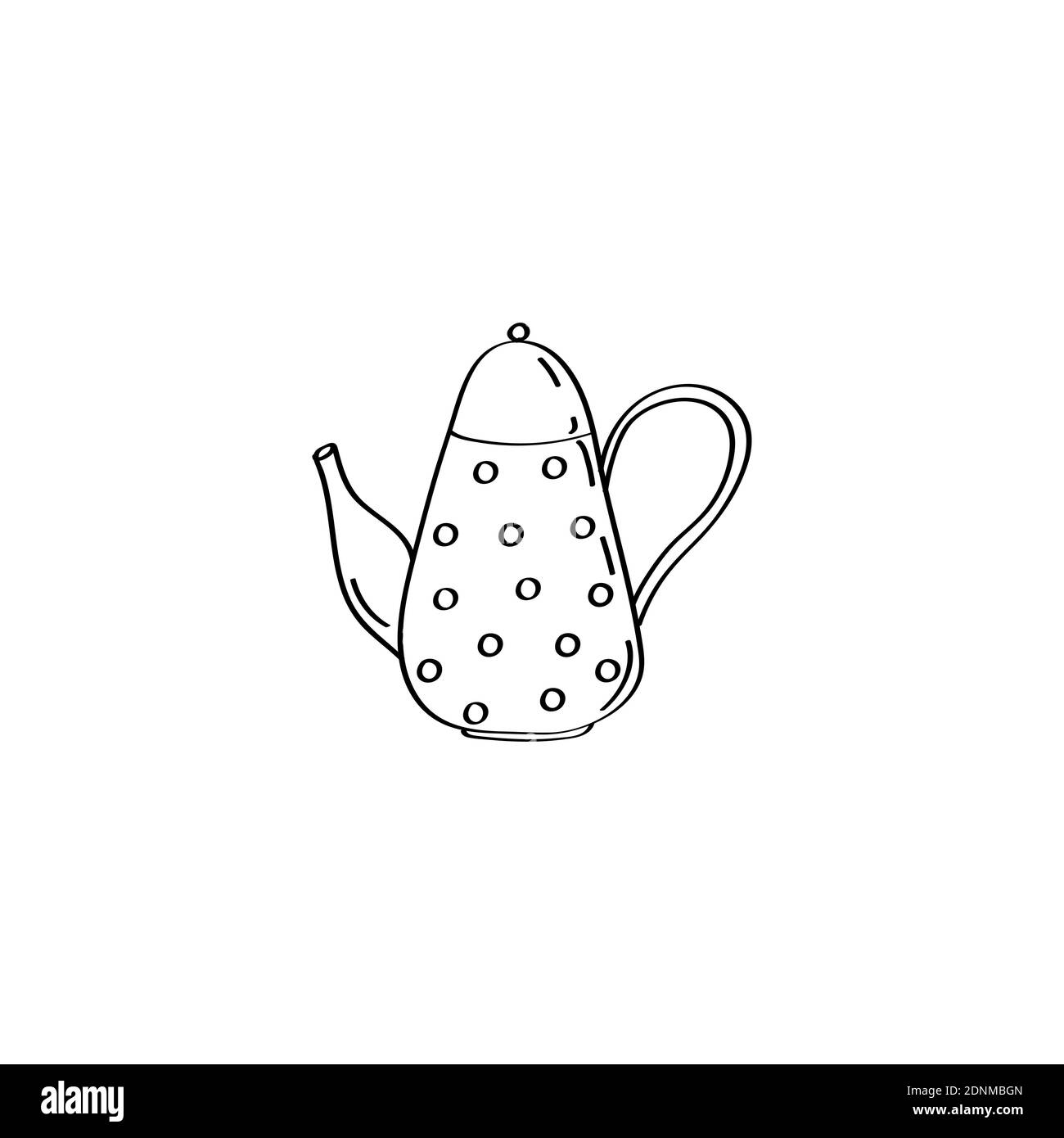 Kettle icon. Tea pot sign. Kitchenware element. Vector doodle ...