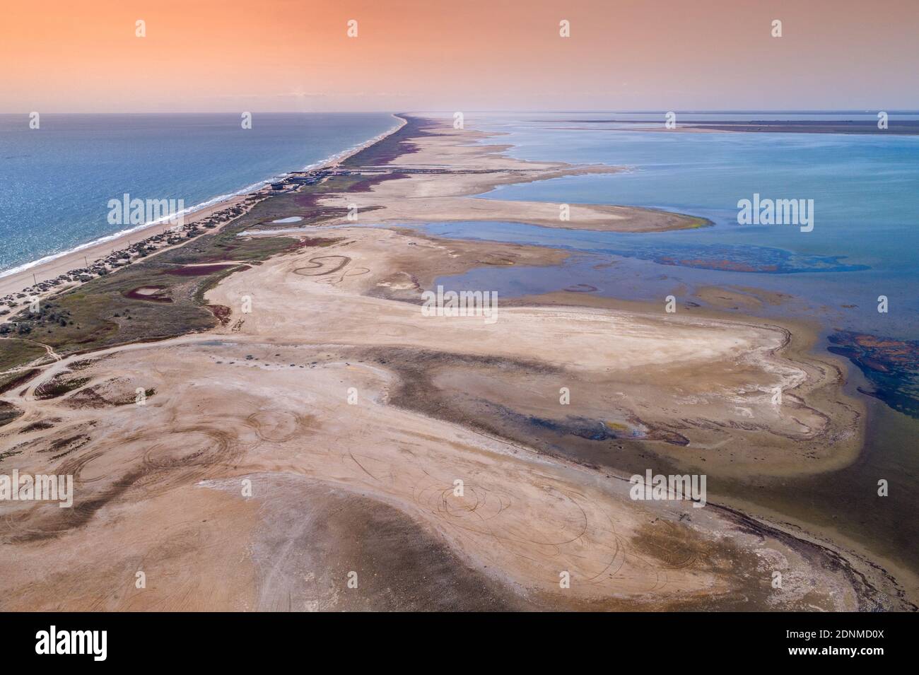Seascape, top view of the sea, shallow and estuary, Ukraine, Europe ...