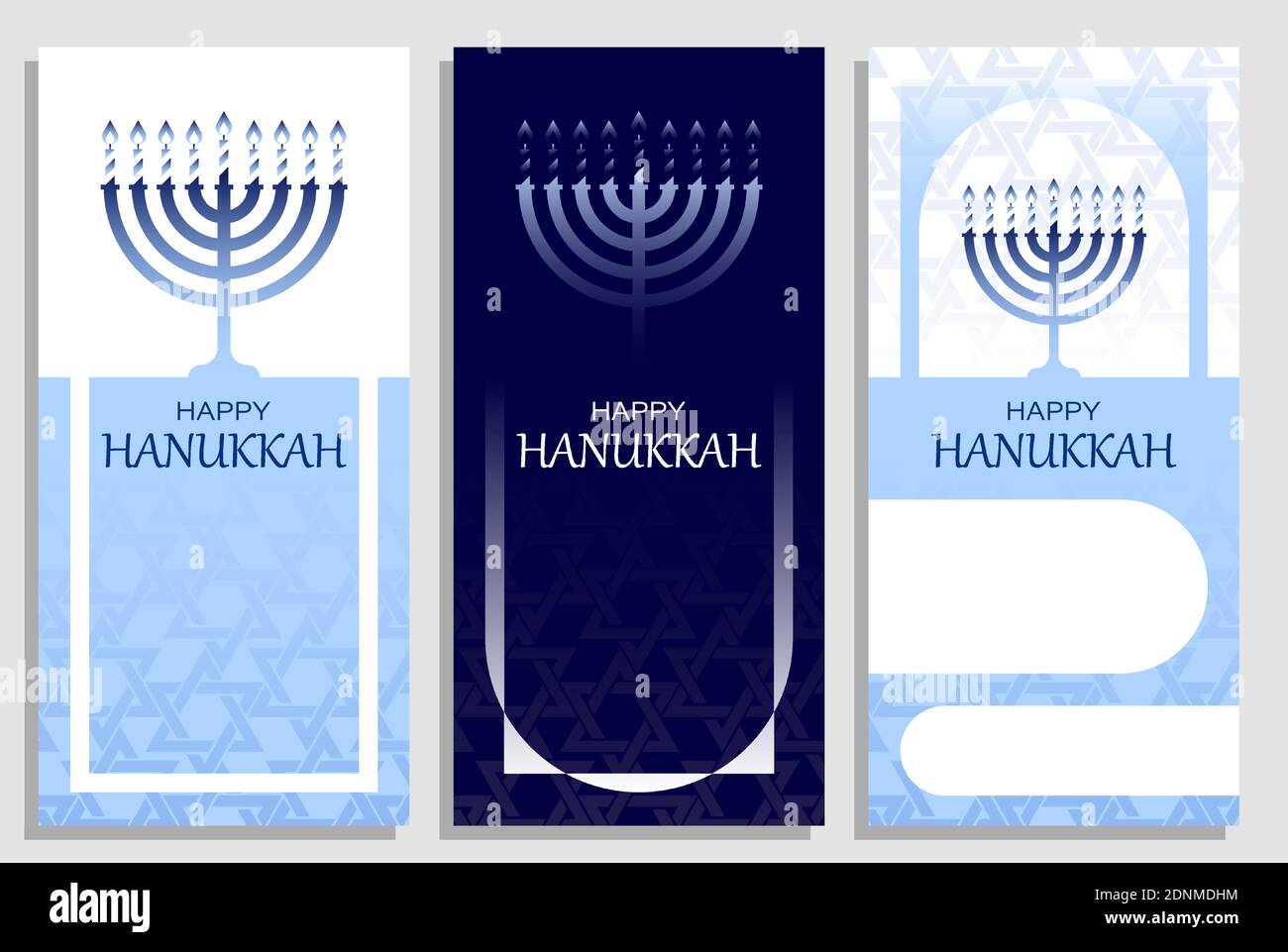 Hanukkah invitations with Menorah candle. Happy jewish holiday of ...