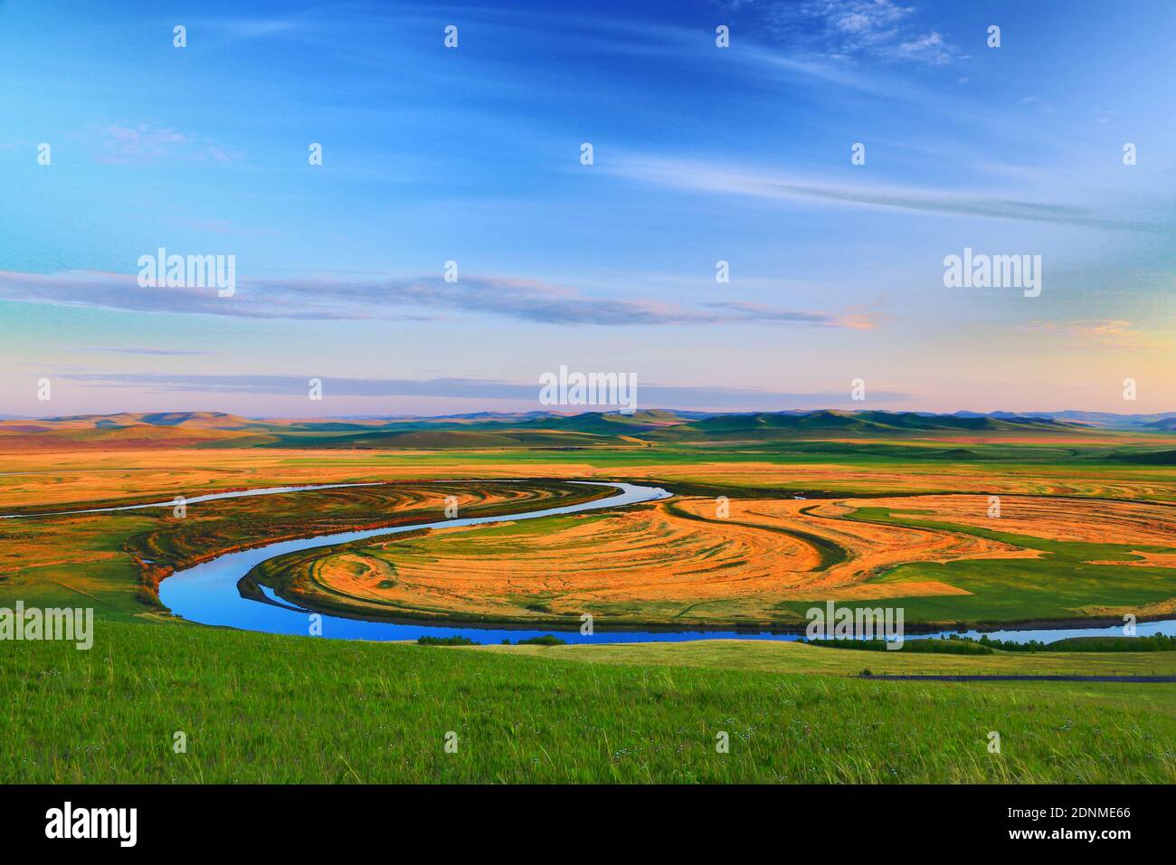 The hulunbuir prairie erguna river scenery Stock Photo - Alamy