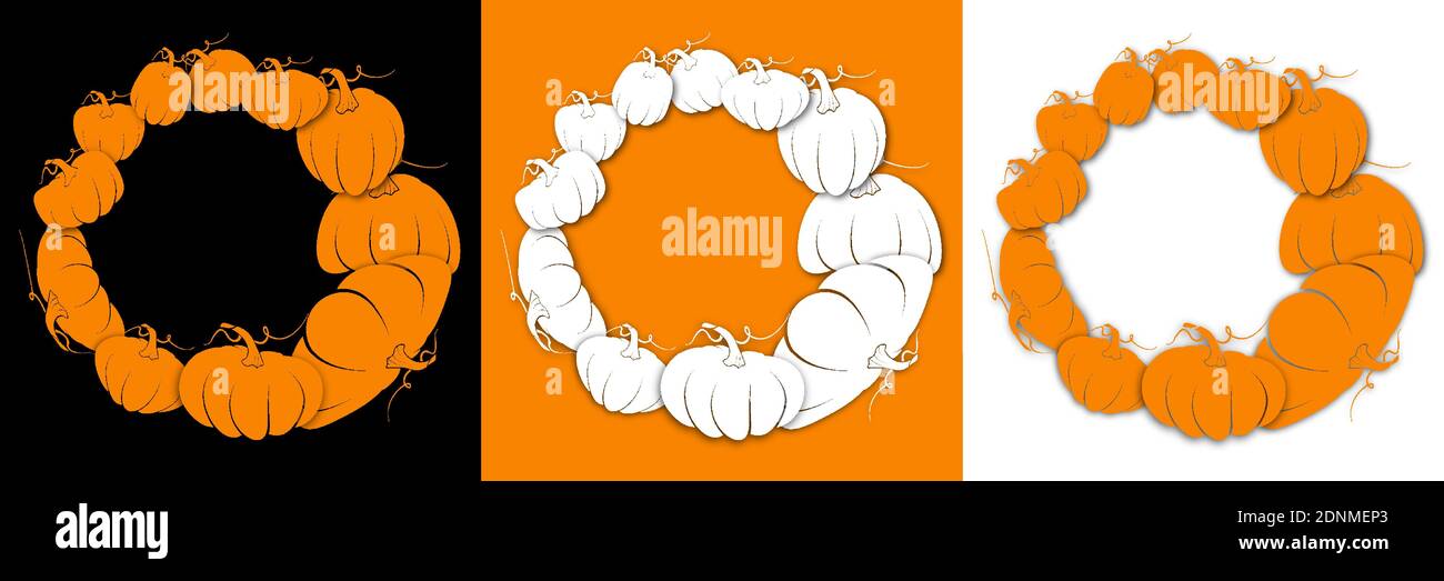 Round frame of pumpkins for Thanksgiving. Postcard, template, layout ...