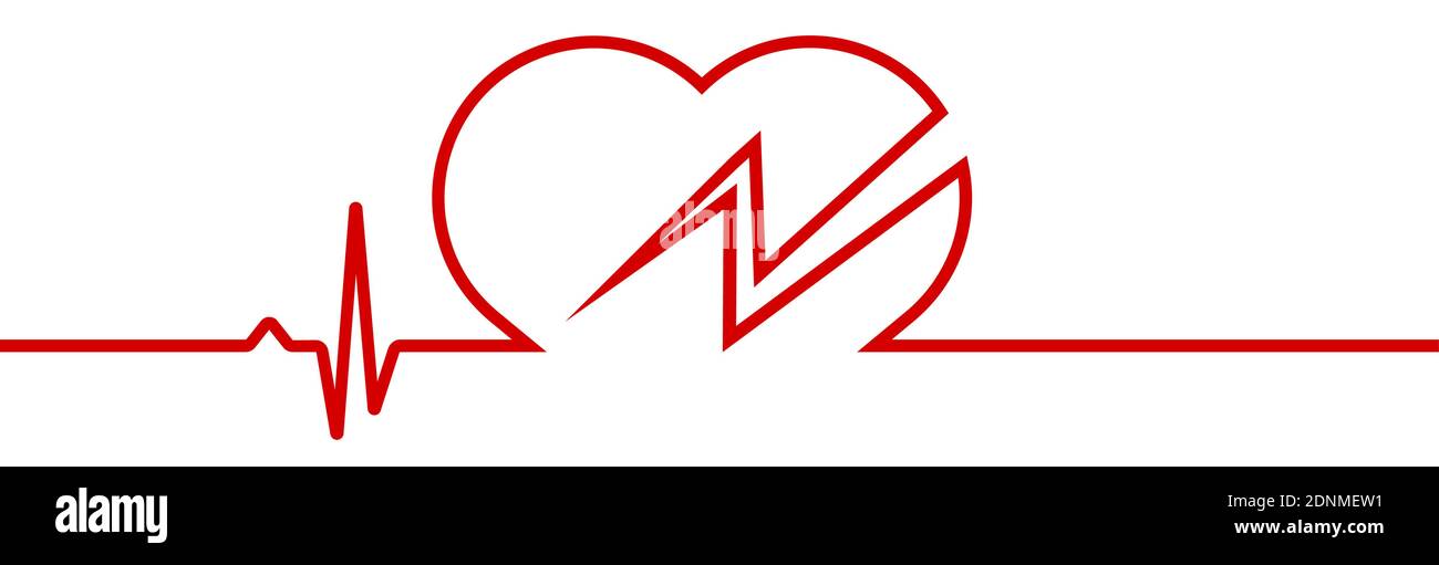 Heart attack. Sharp chest pain. Heartbeat line before and after an ...
