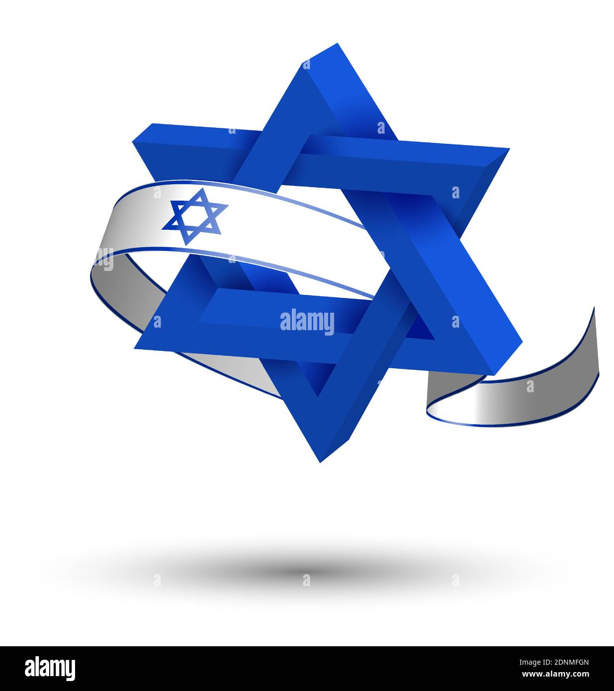 Star of David symbol with festive ribbon in colors of israel flag ...