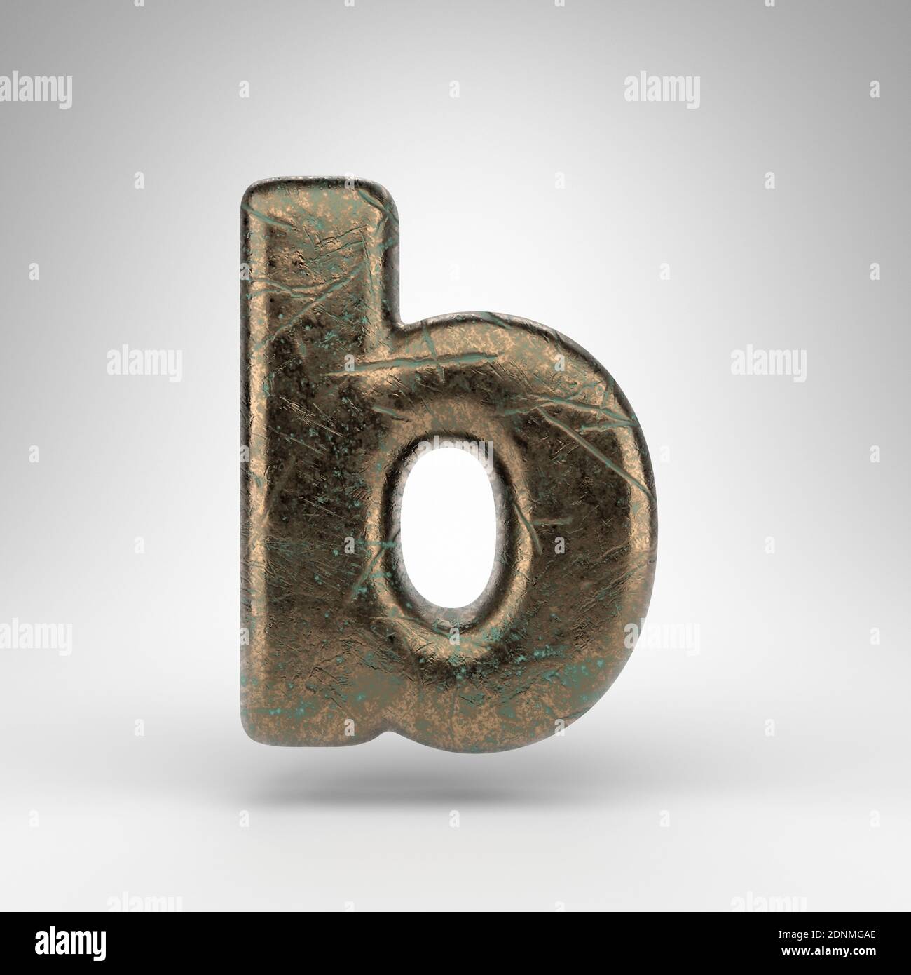 Letter B lowercase on white background. Bronze 3D rendered font with ...