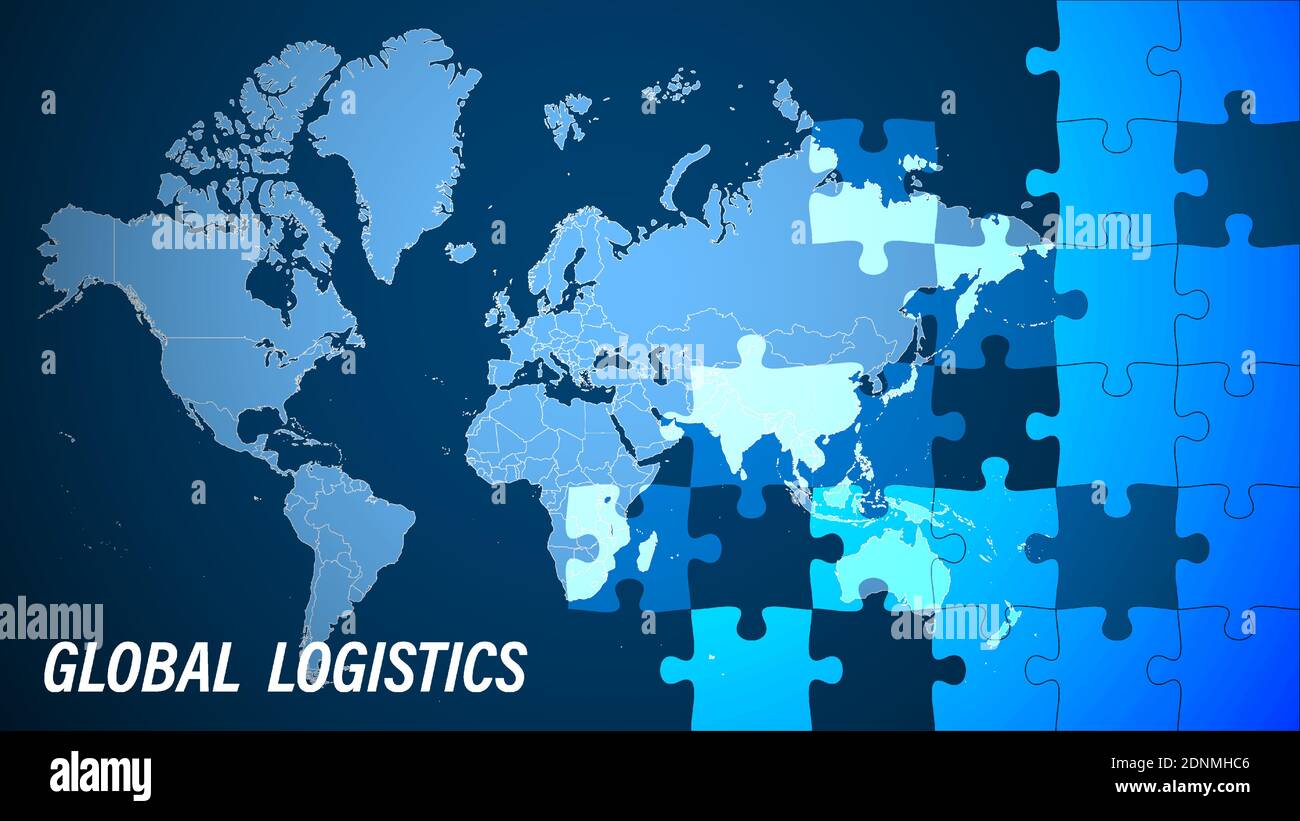Logistics. Concept banner for global logistics with puzzle pieces on ...