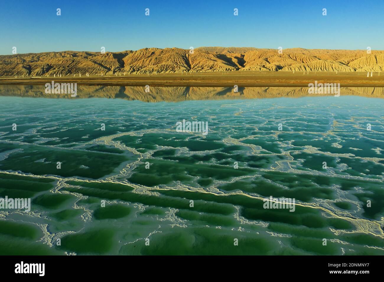 Exploration of cliff jade lake Stock Photo - Alamy