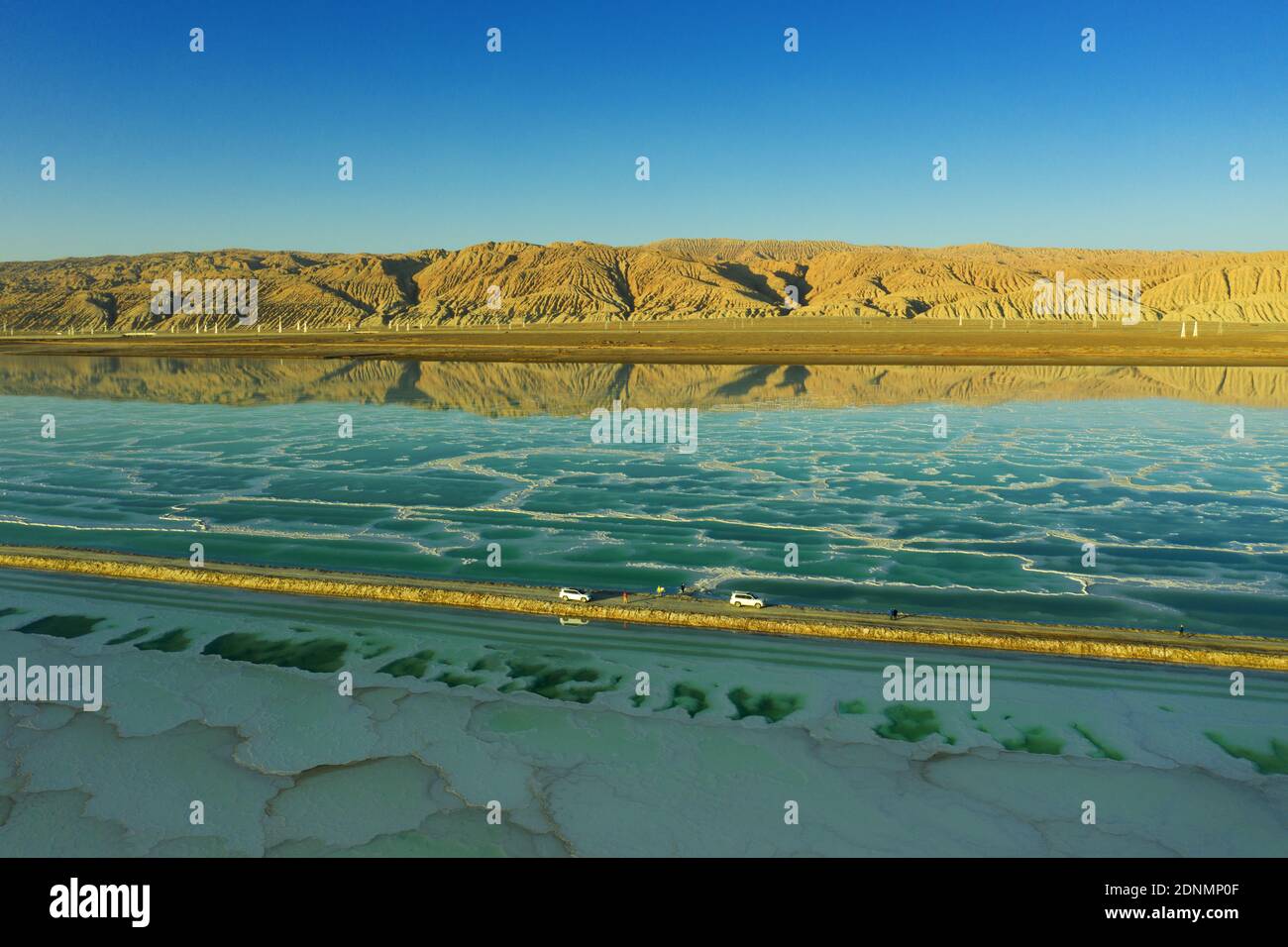 Exploration of cliff jade lake Stock Photo - Alamy