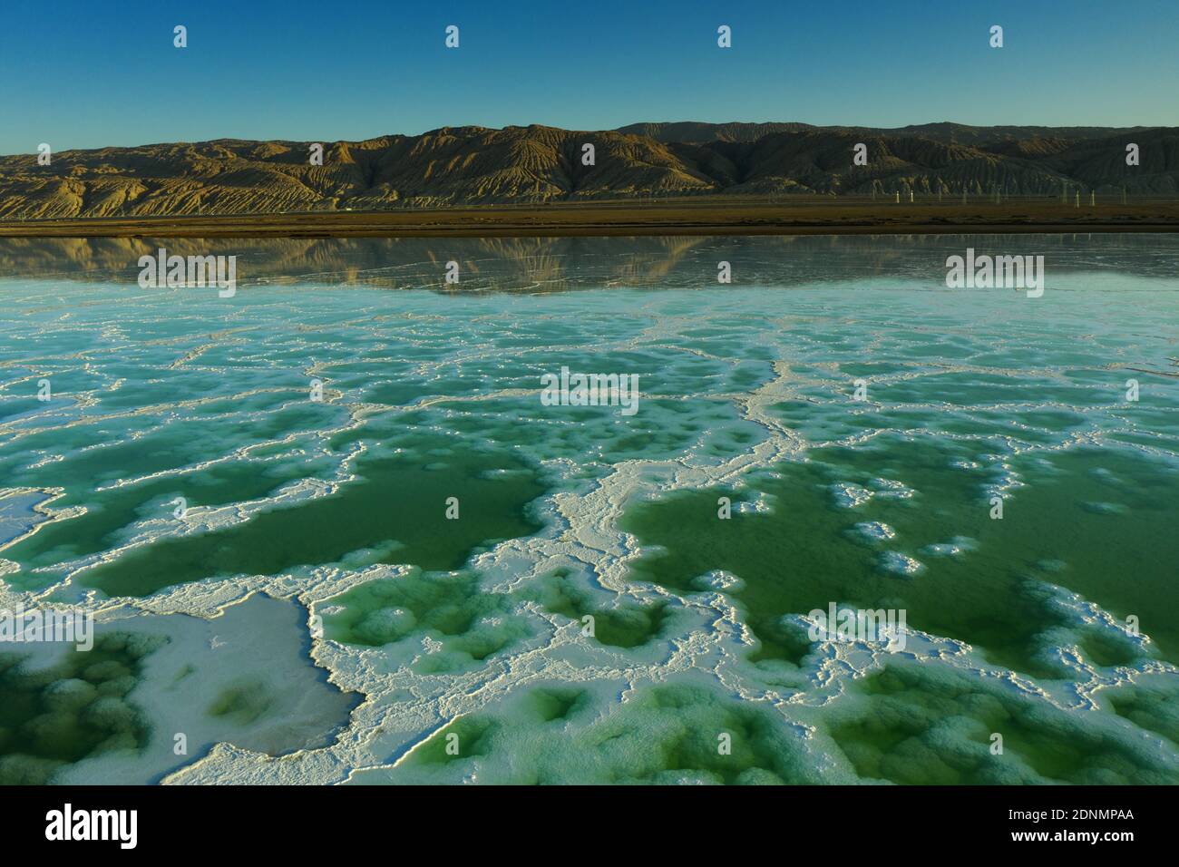 Exploration of cliff jade lake Stock Photo - Alamy