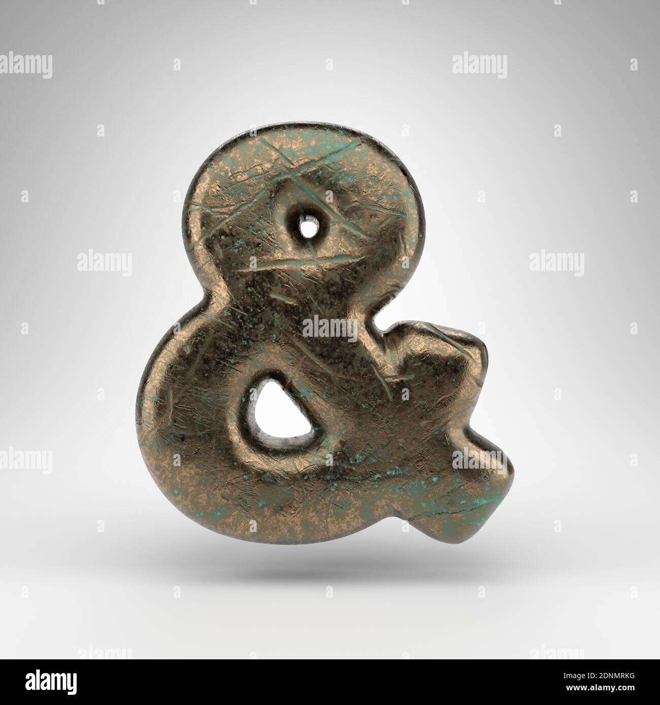 Ampersand symbol on white background. Bronze 3D rendered sign with ...