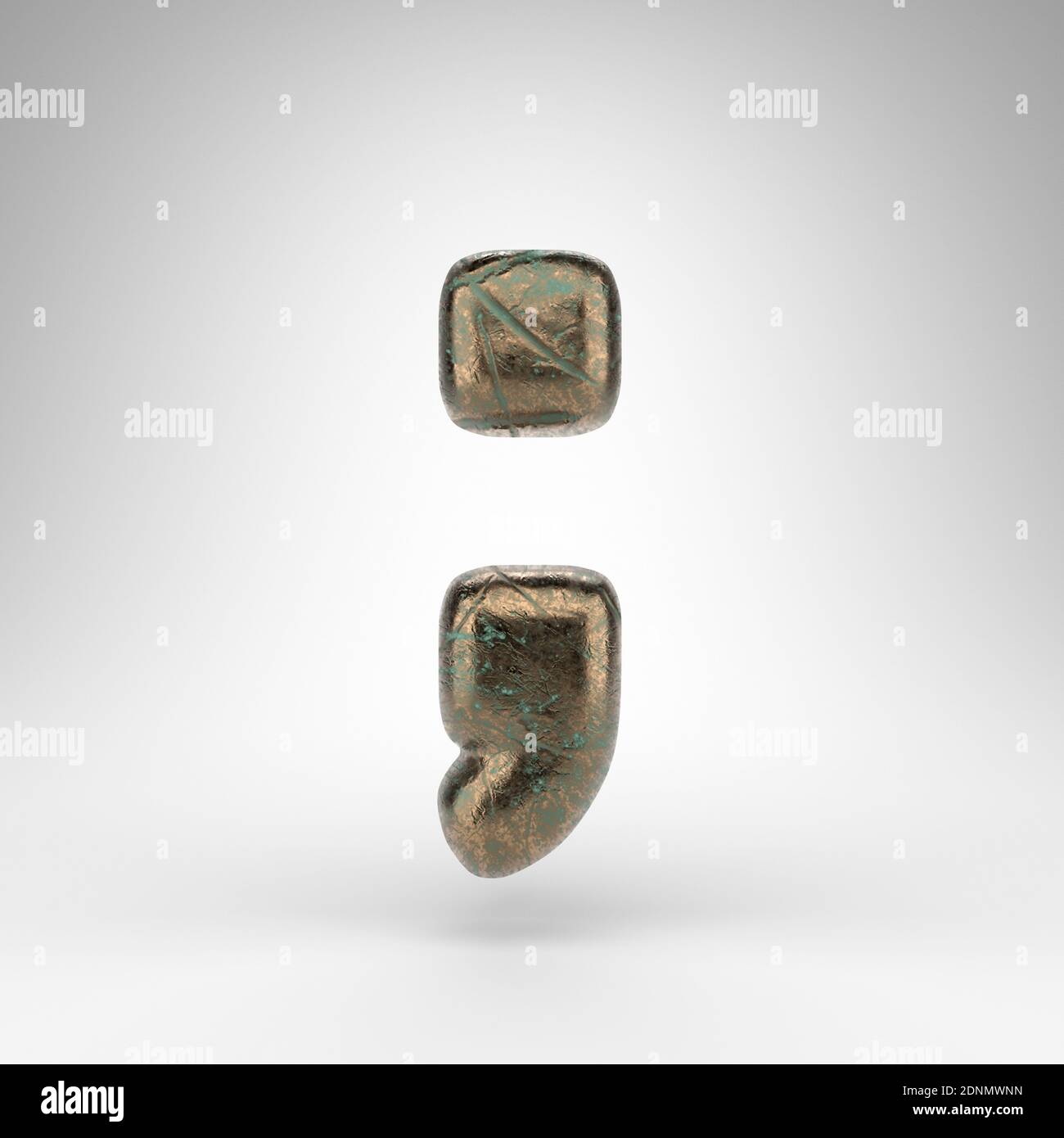 Semicolon symbol on white background. Bronze 3D rendered sign with ...